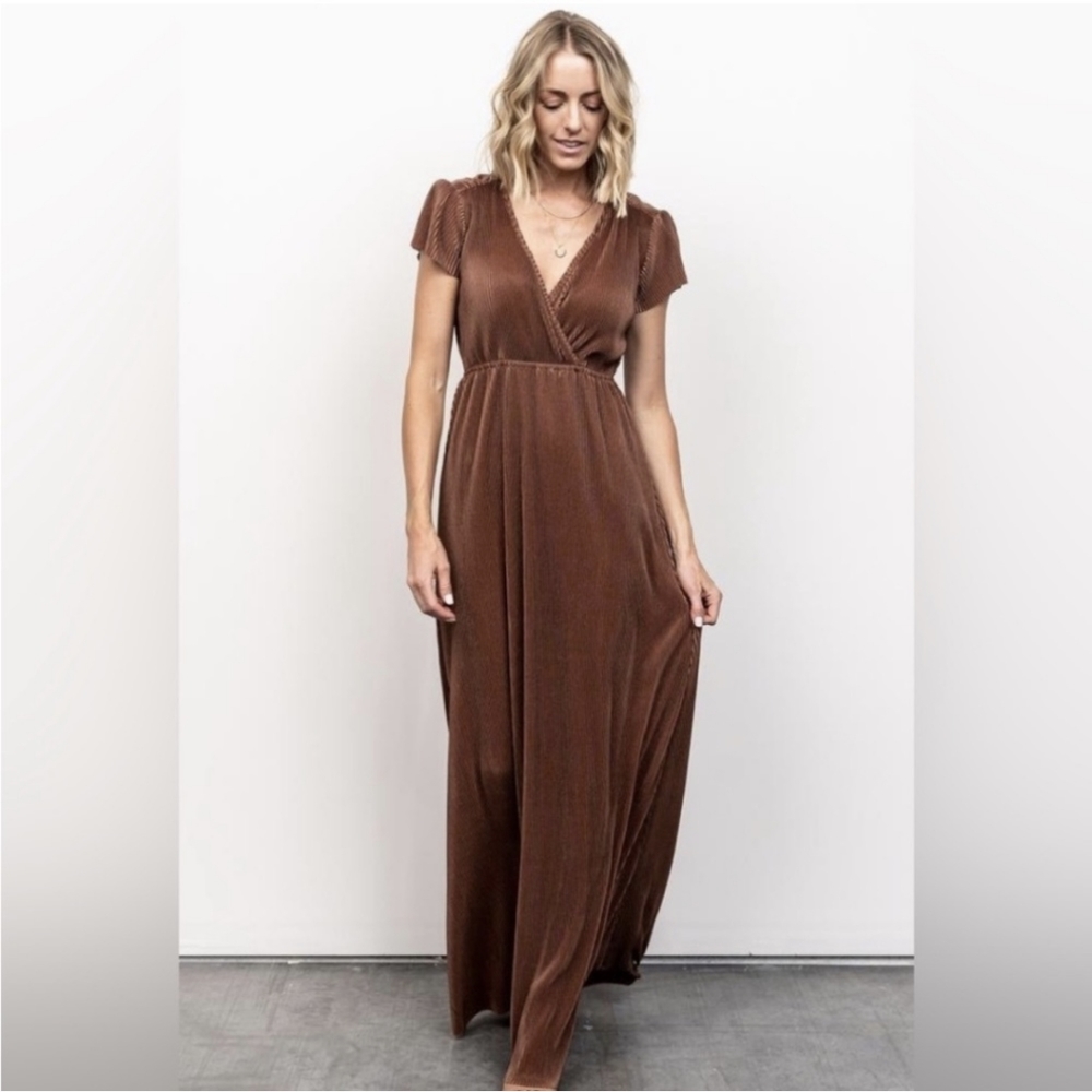 Baltic Born Bronze Athena Pleated Maxi Dress. Size Xs - Gem